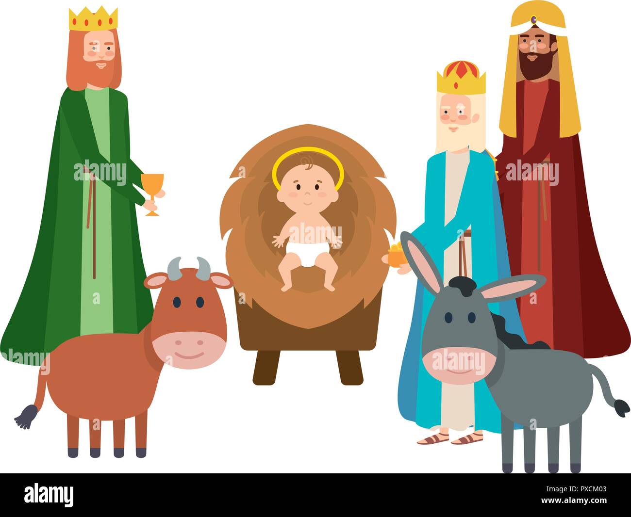Jesus baby manger character vector Cut Out Stock Images & Pictures - Alamy