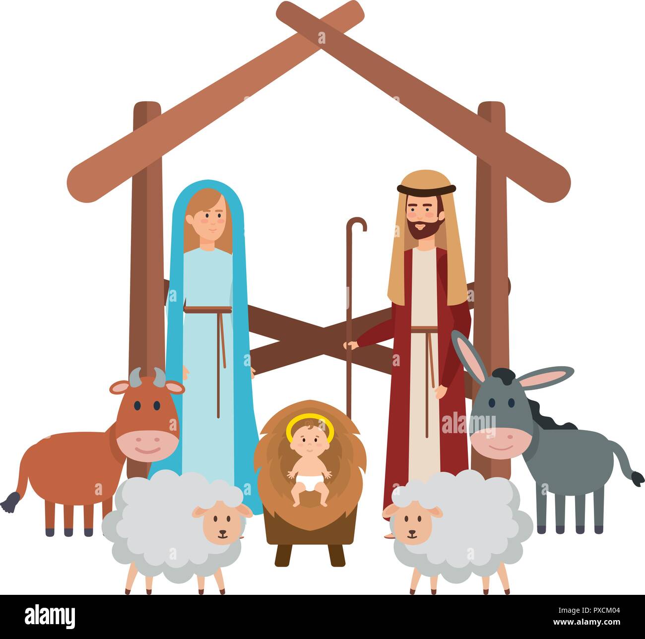 Holy family characters virgin mary Stock Vector Images - Alamy