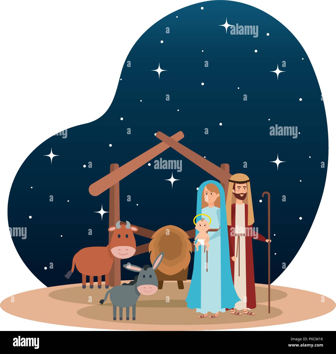 Holy family characters virgin mary Stock Vector Images - Alamy