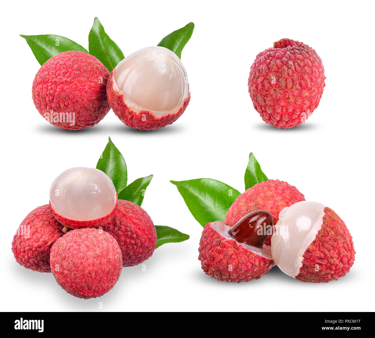 Set of Lychee isolated on white background Stock Photo - Alamy