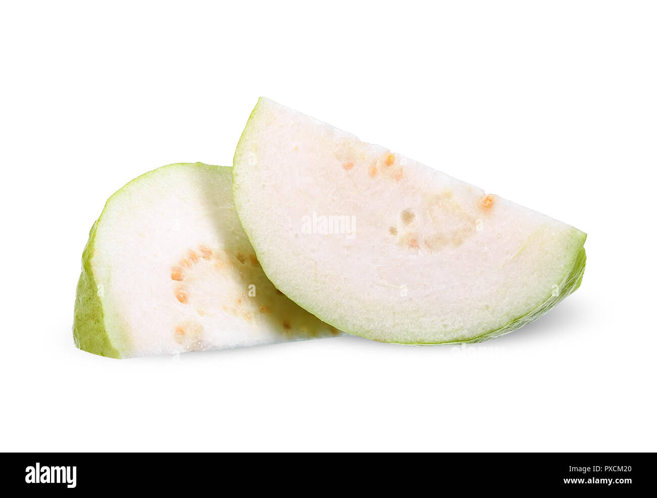 Slice Guava fruit isolated on white clipping path Stock Photo - Alamy