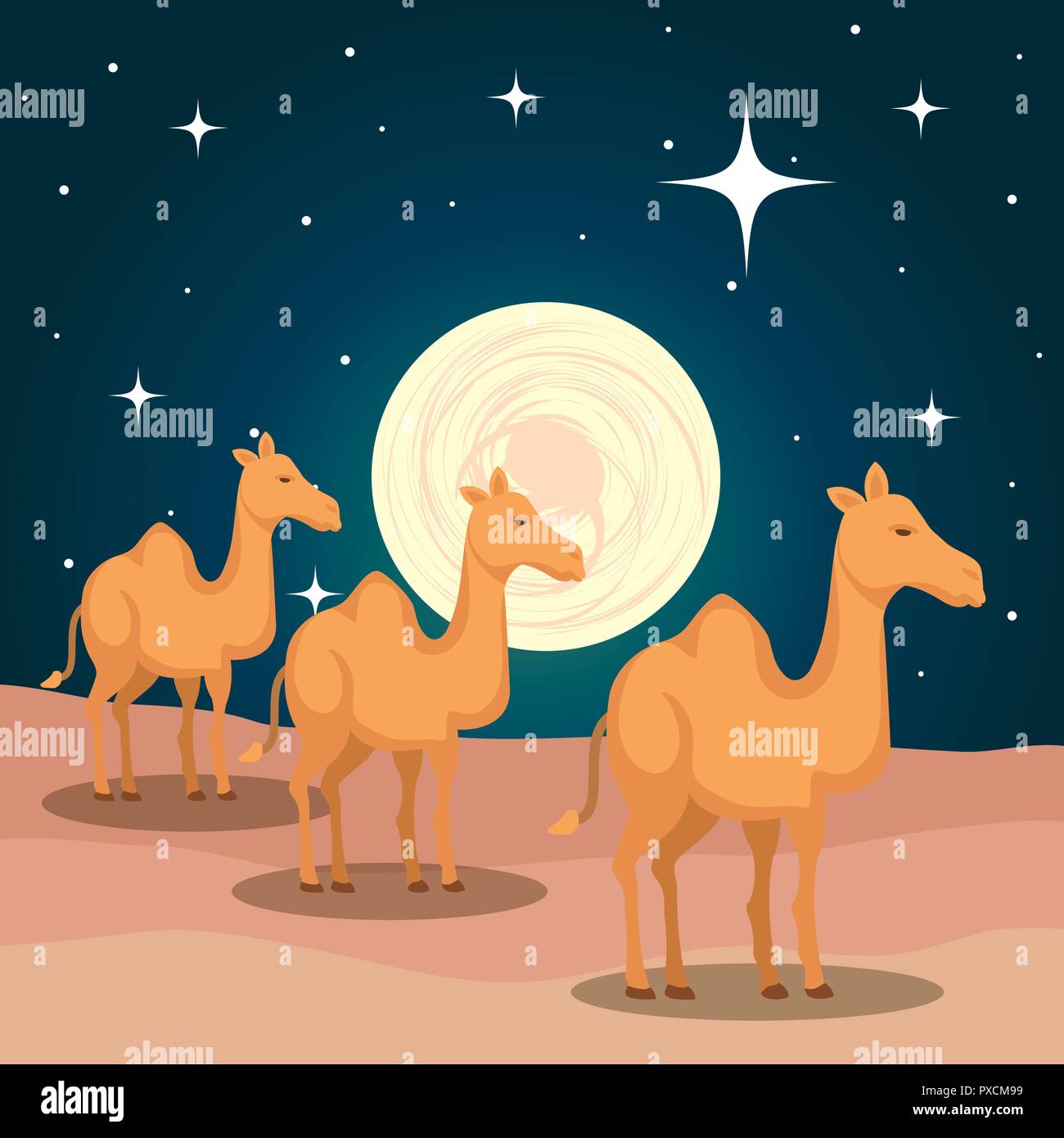 cute camels in desert scene Stock Vector Image & Art - Alamy