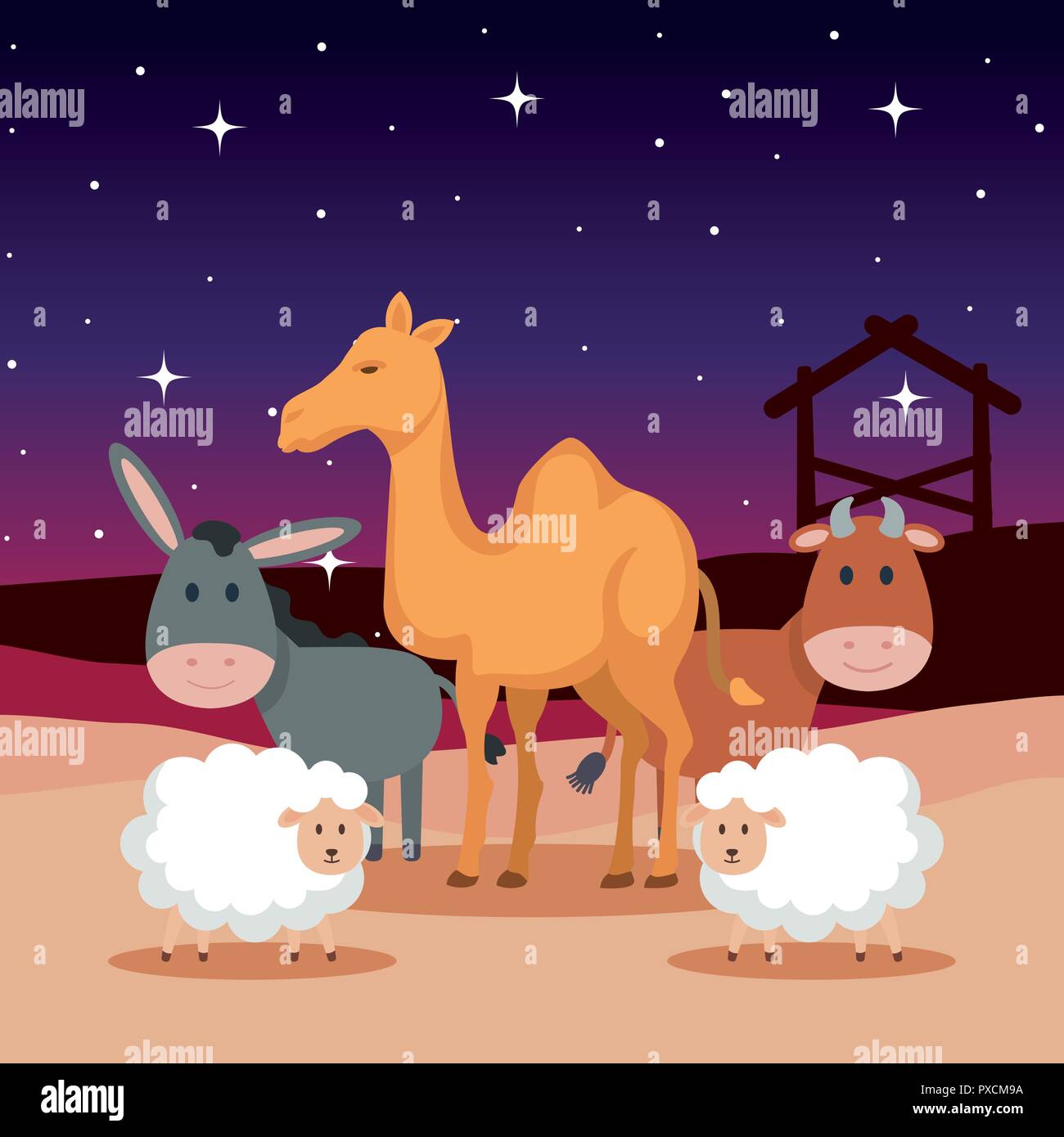 group of animals manger characters Stock Vector Image & Art - Alamy