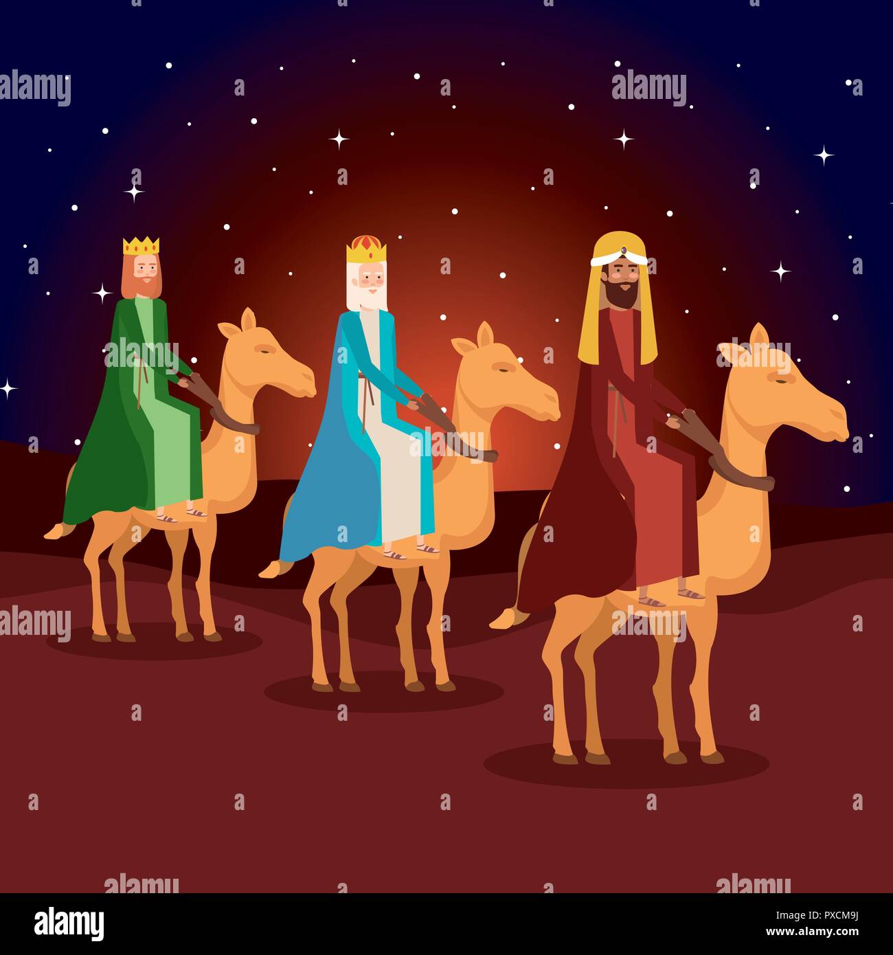 wise kings in camels manger characters Stock Vector Image & Art - Alamy