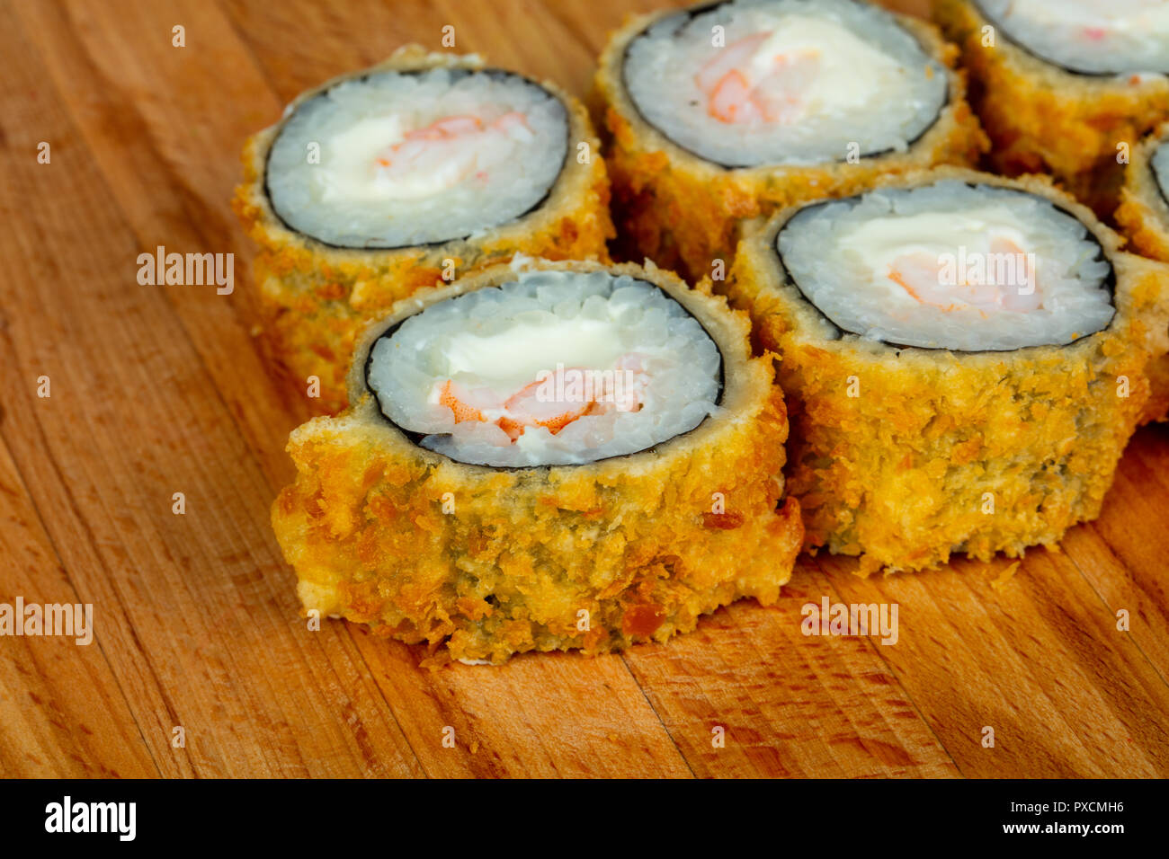 Hot roll with prawn and soft cheese Stock Photo - Alamy