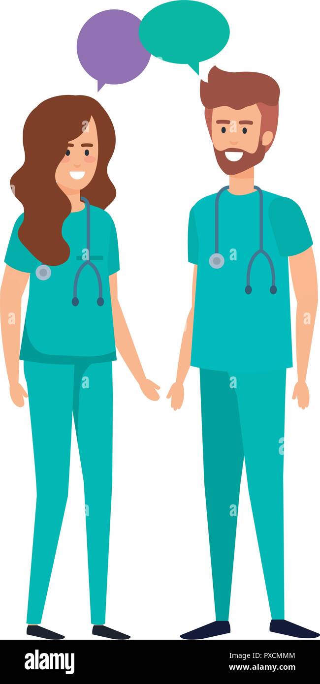 Doctor talking to couple medical practice Stock Vector Images - Alamy