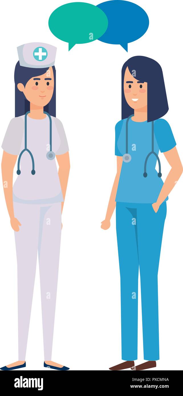 female doctor with nurse talking Stock Vector Image & Art - Alamy