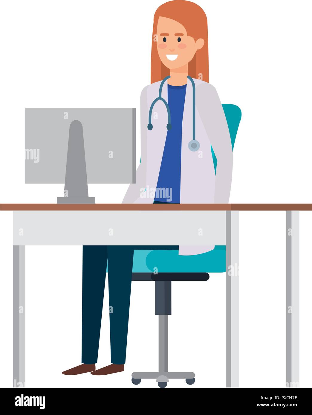 Female doctor workplace working Stock Vector Images - Alamy