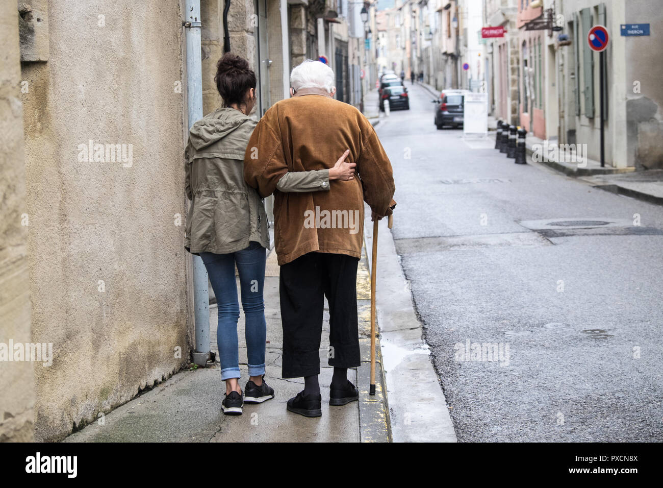 Man Walking Old Elderly Oap Pensioner Stick Support Walk Hi Res Stock