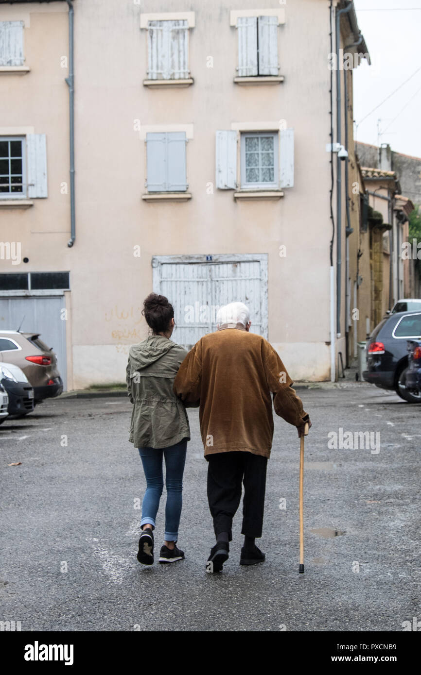 Man Walking Old Elderly Oap Pensioner Stick Support Walk Hi Res Stock