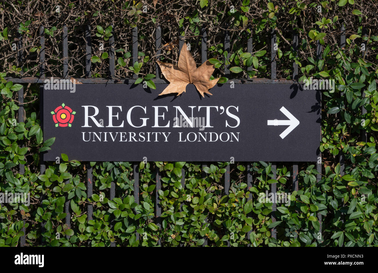 Regent's University London Sign Stock Photo - Alamy