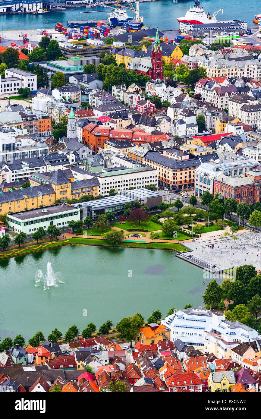 Bergen, Norway cityscape with colorful lave view, houses and port Stock ...