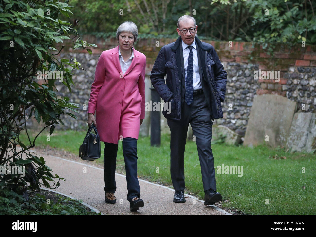 Prime Minister Theresa May and her husband Philip arrive for a church ...