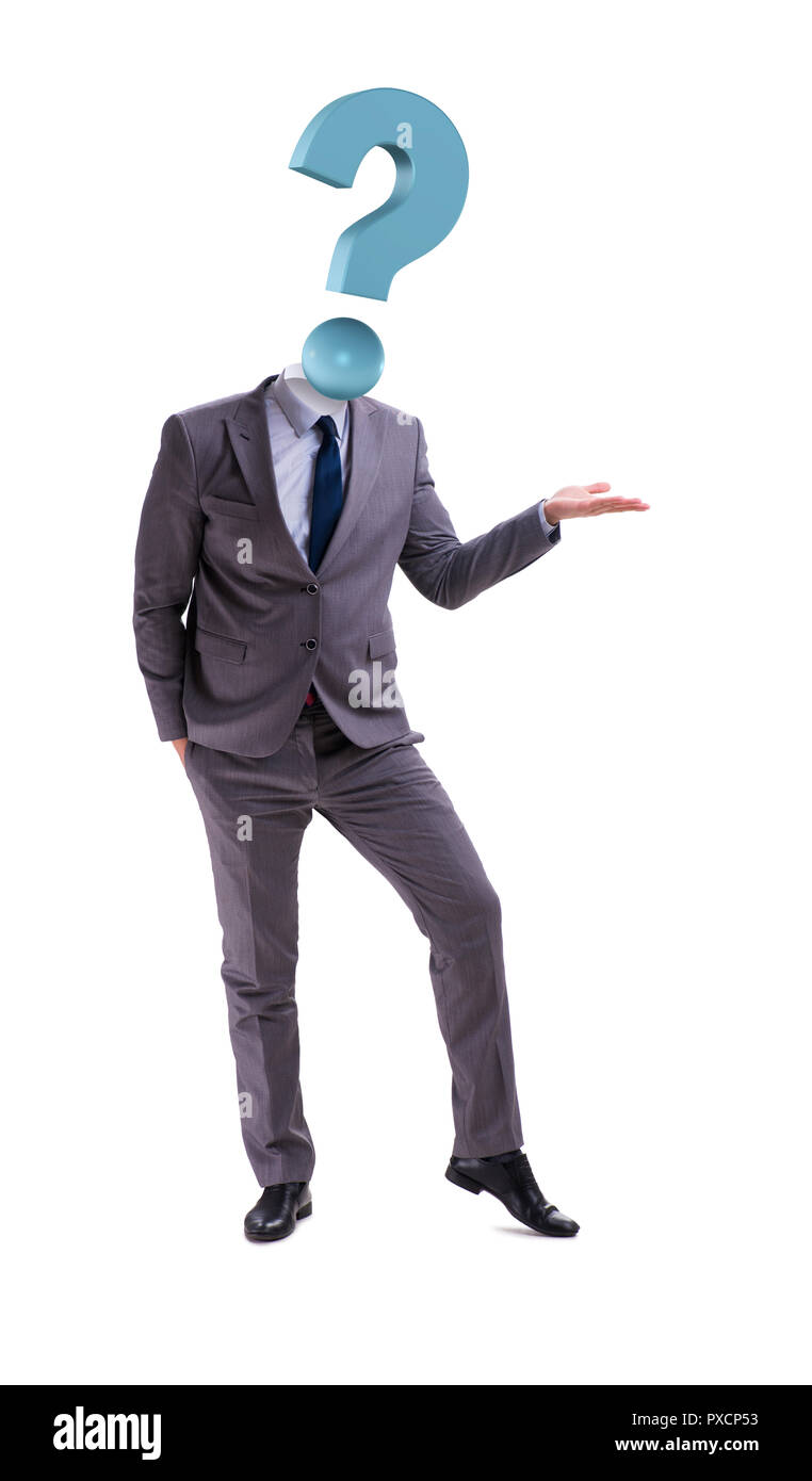 Businessman with question mark instead of his head Stock Photo - Alamy