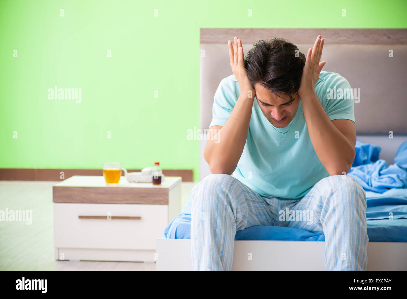 Man suffering from sleeping disorder and insomnia Stock Photo - Alamy