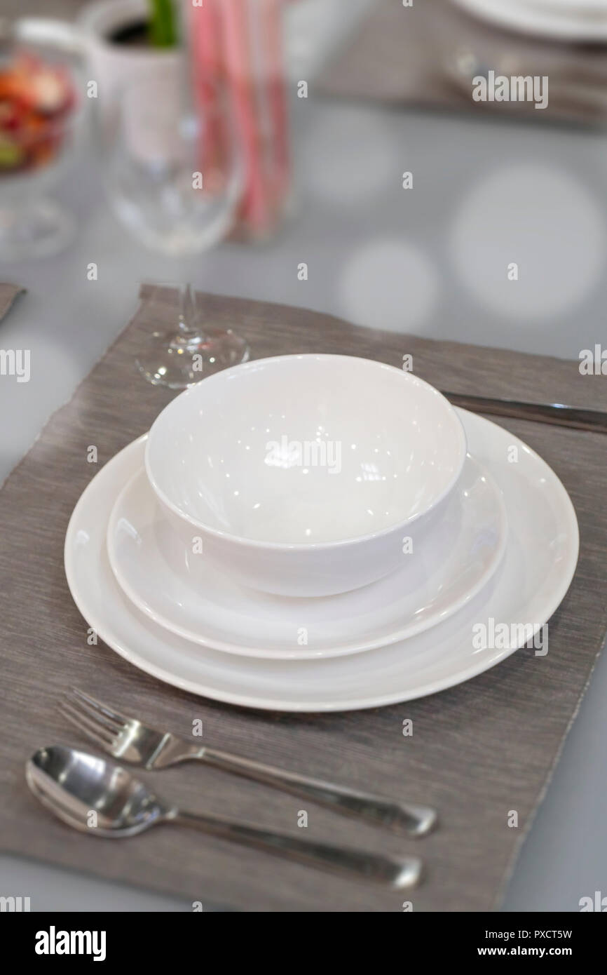 Fine dining table setting top view hi-res stock photography and images ...