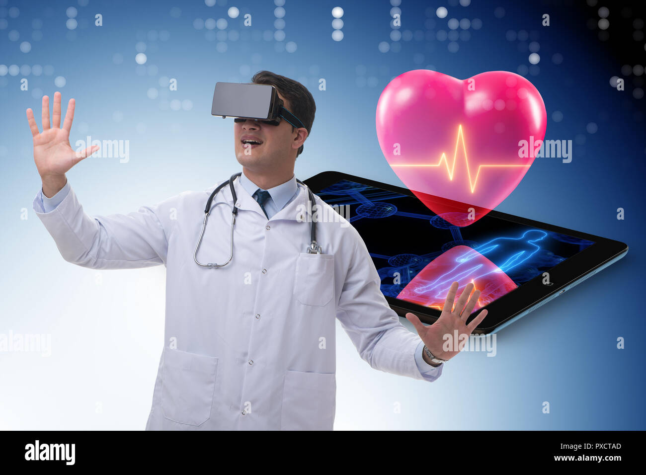 Telemedicine concept with remote monitoring of heart condition Stock ...