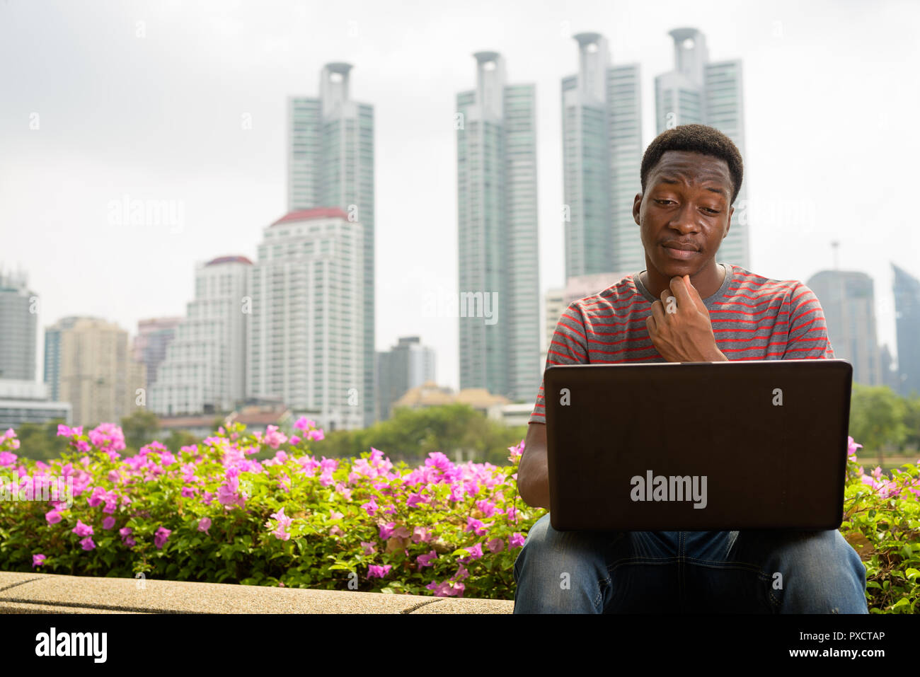 Portrait man using computer in hi-res stock photography and images - Alamy