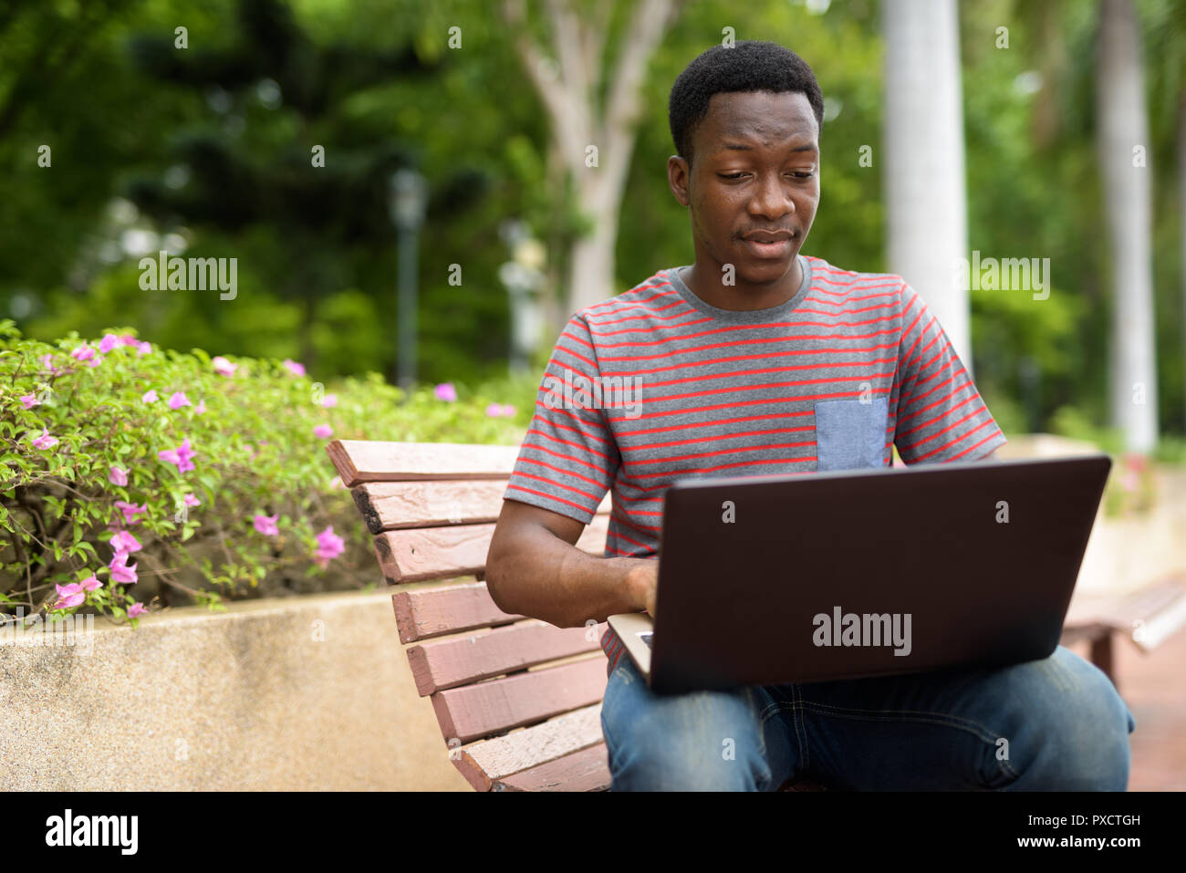 African american man at computer hi-res stock photography and images ...