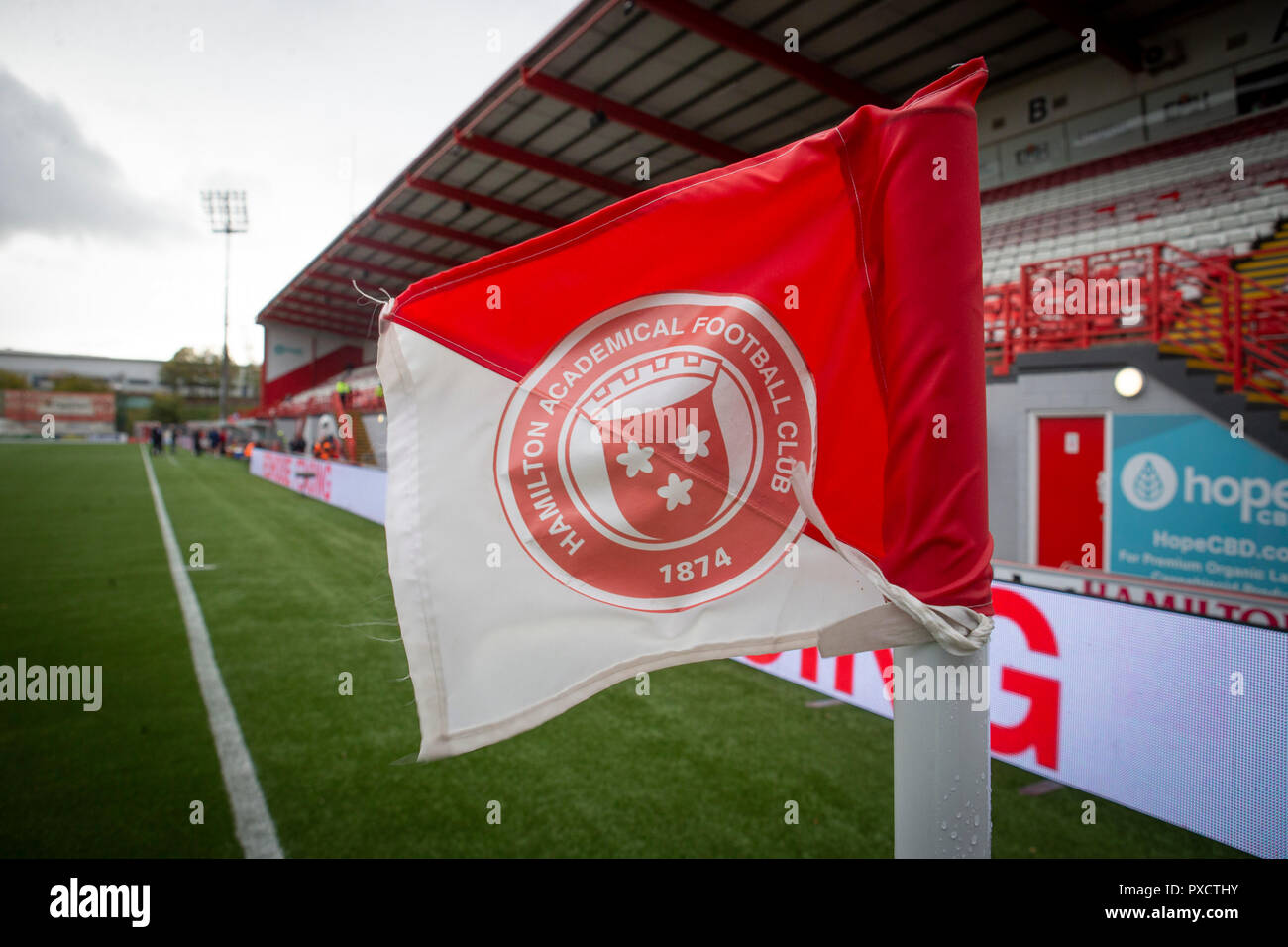 One of the corner flags before the Ladbrokes Scottish Premiership match ...