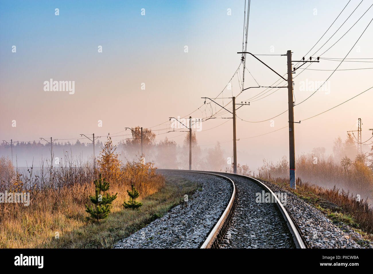 Electric railway line Stock Photo - Alamy