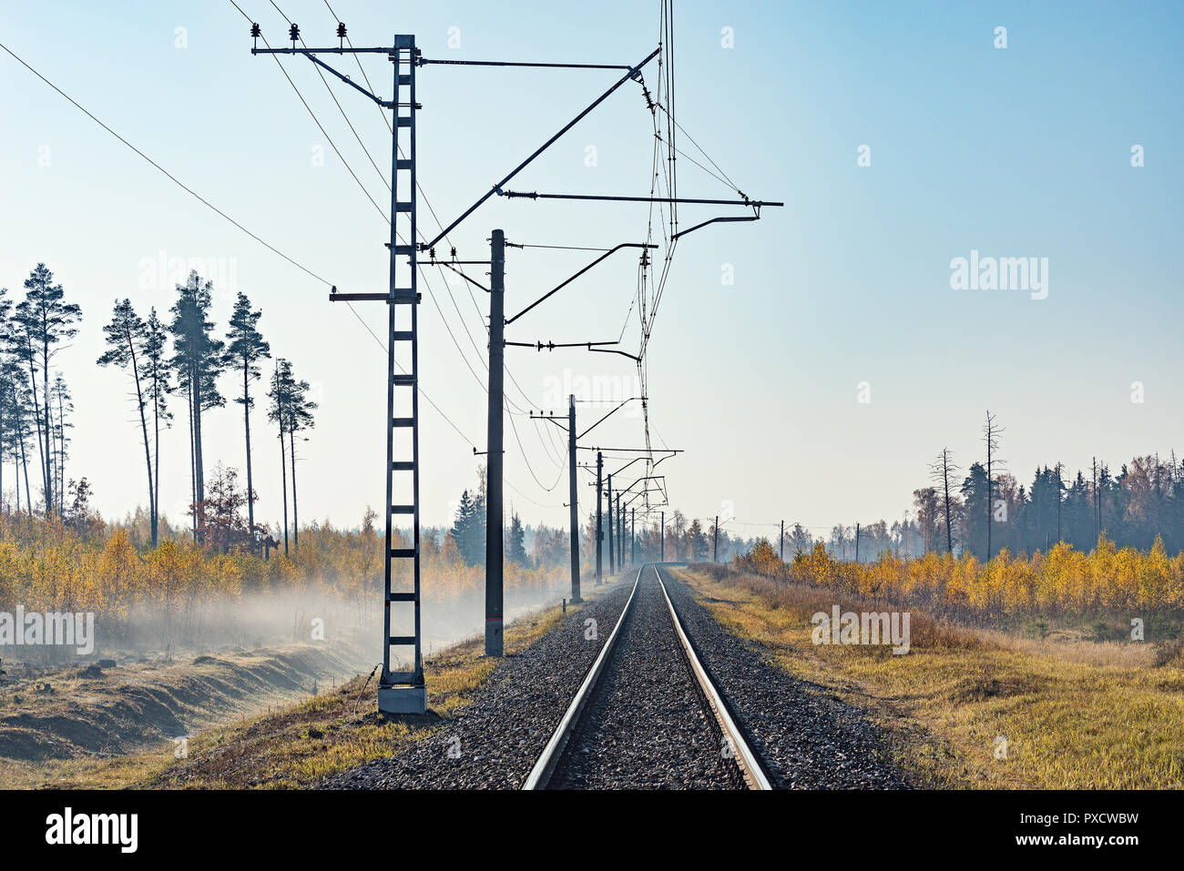 Electric railway line Stock Photo - Alamy