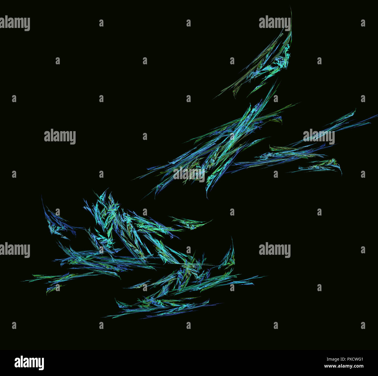 Green blue abstract fractal. Fantasy fractal texture. Digital art. 3D ...