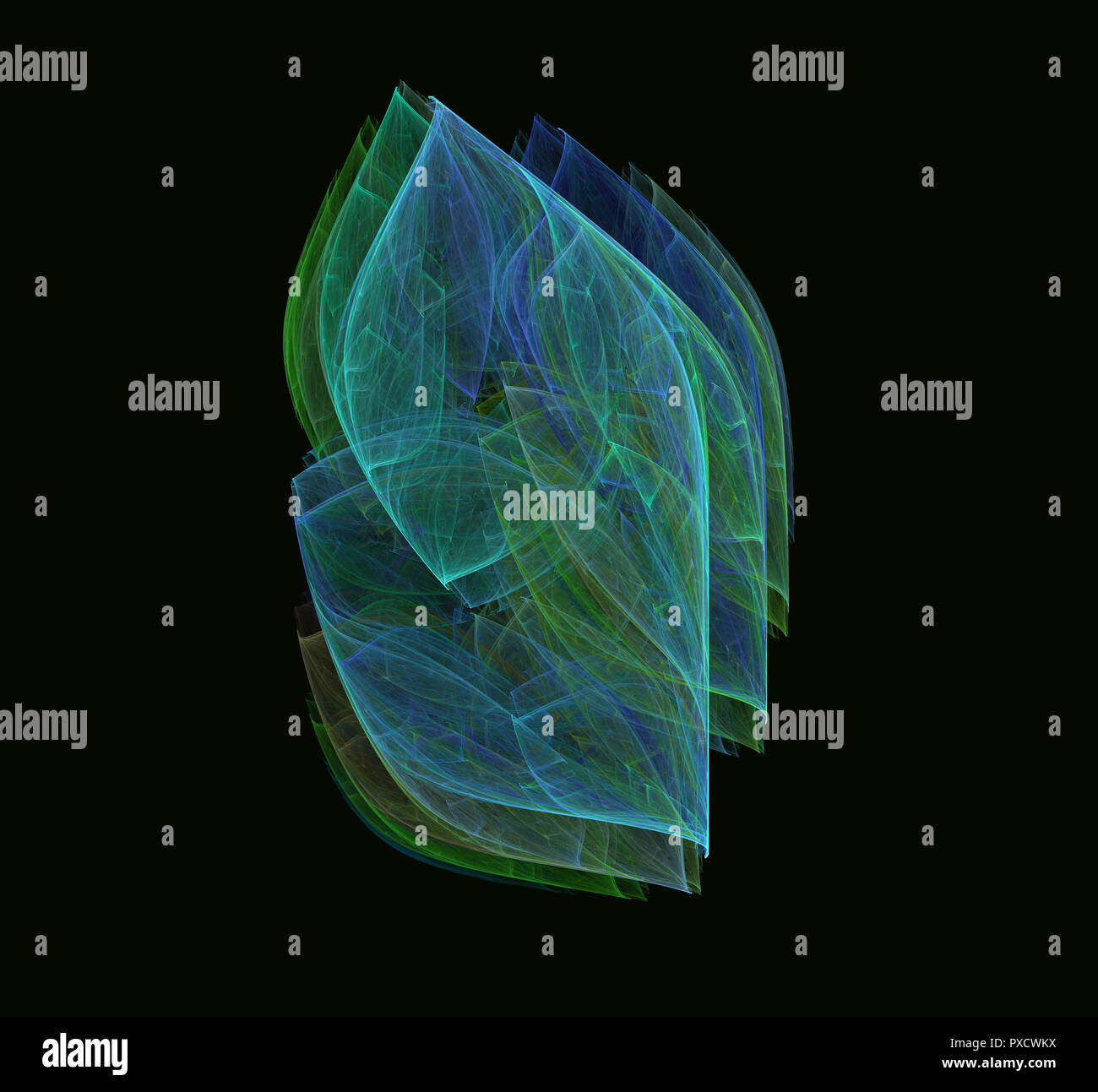 Green blue abstract fractal. Fantasy fractal texture. Digital art. 3D ...
