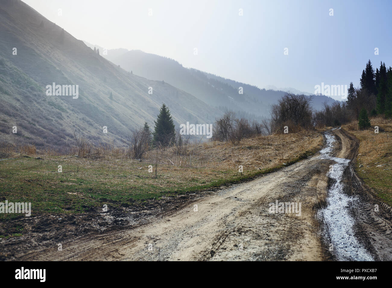 Country road in mountain area of Europe Stock Photo - Alamy