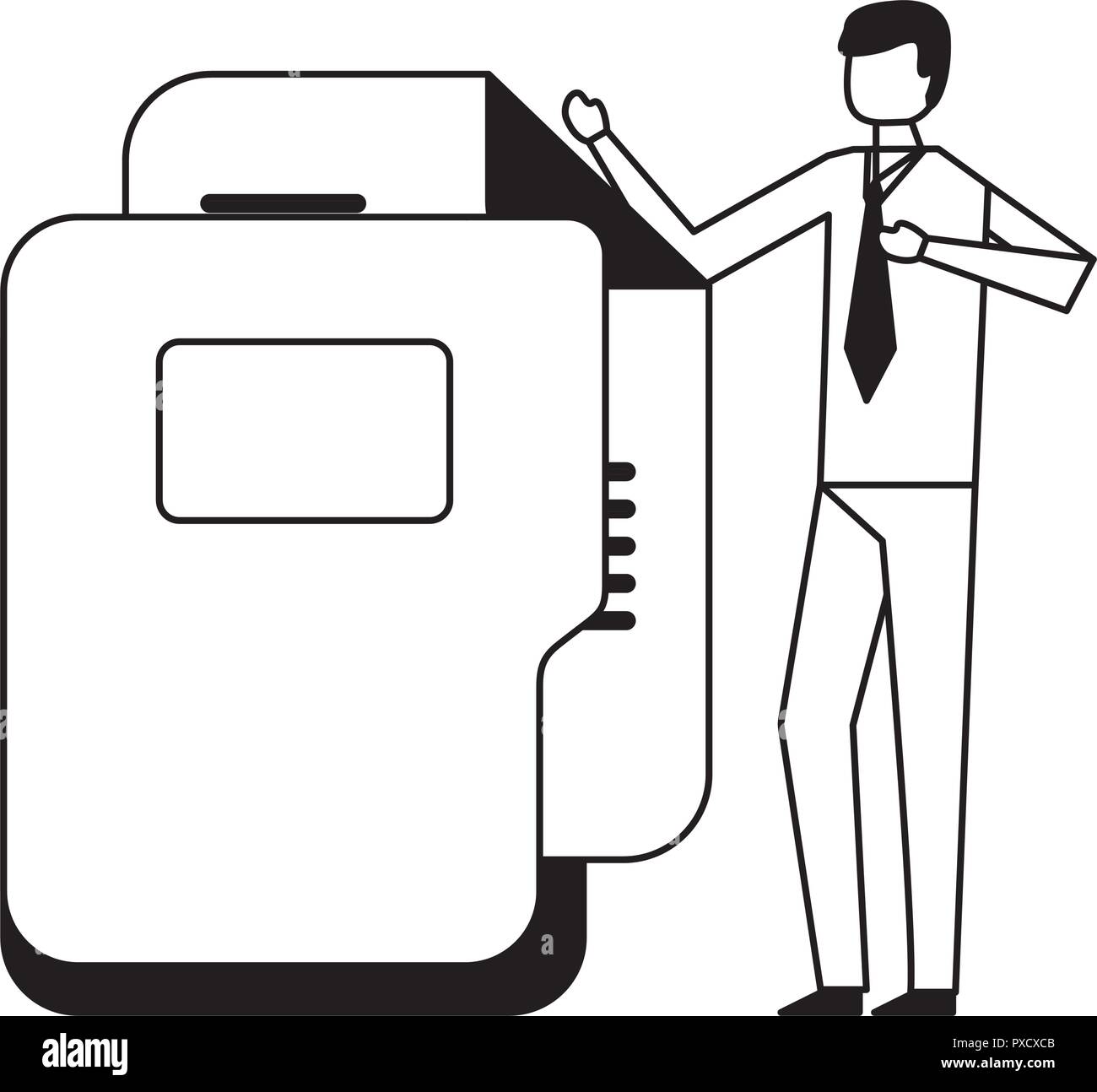 office documents work man papers vector illustration Stock Vector Image ...