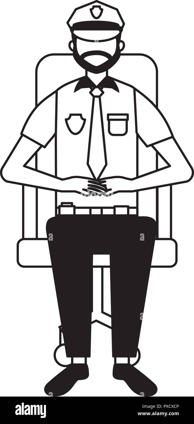 police man sitting justice office vector illustration Stock Vector ...