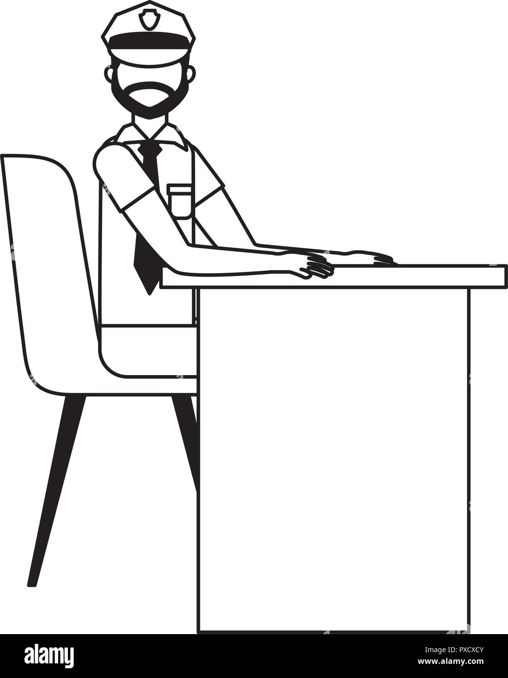 office police man working justice vector illustration Stock Vector ...