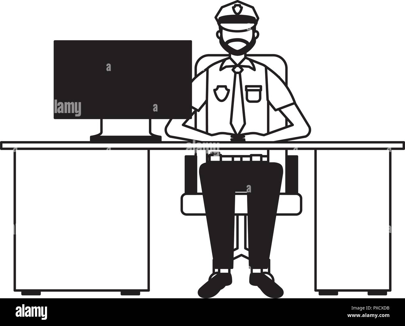working office police man security vector illustration Stock Vector ...