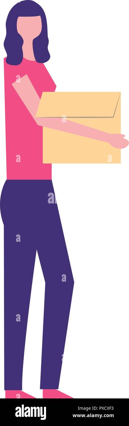 volunteers help girl holding box donate vector illustration Stock ...