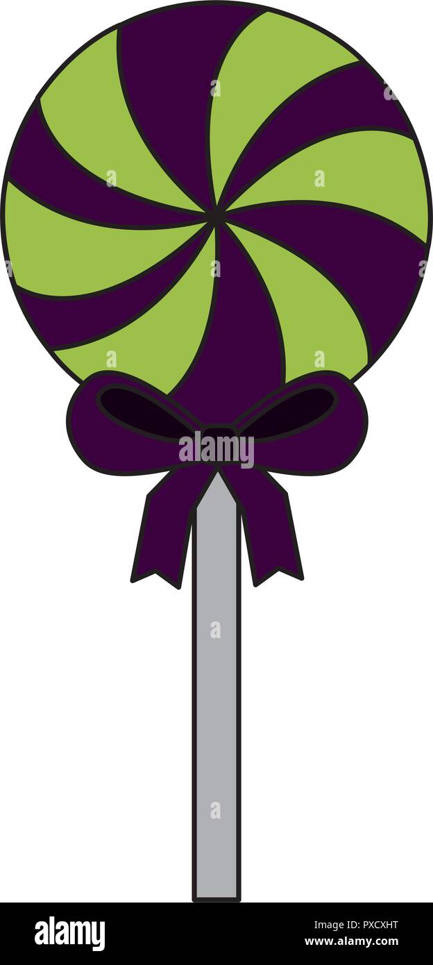 halloween day candys green lollipop bow vector illustration Stock ...