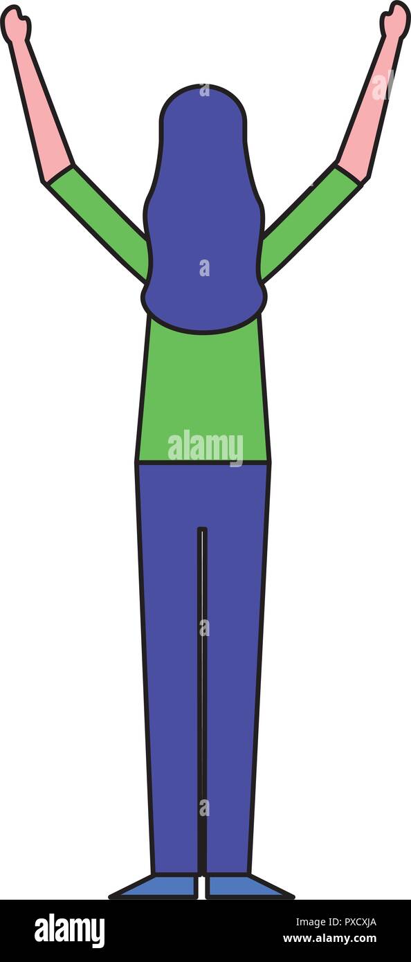 volunteers woman giving back hands up vector illustration Stock Vector ...