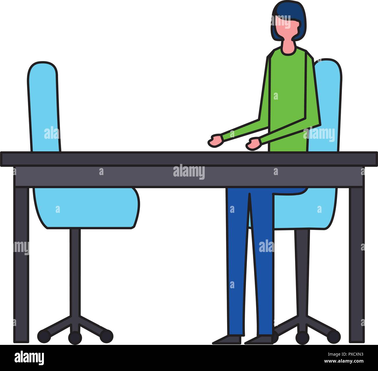 Women in two office chairs Stock Vector Images - Alamy