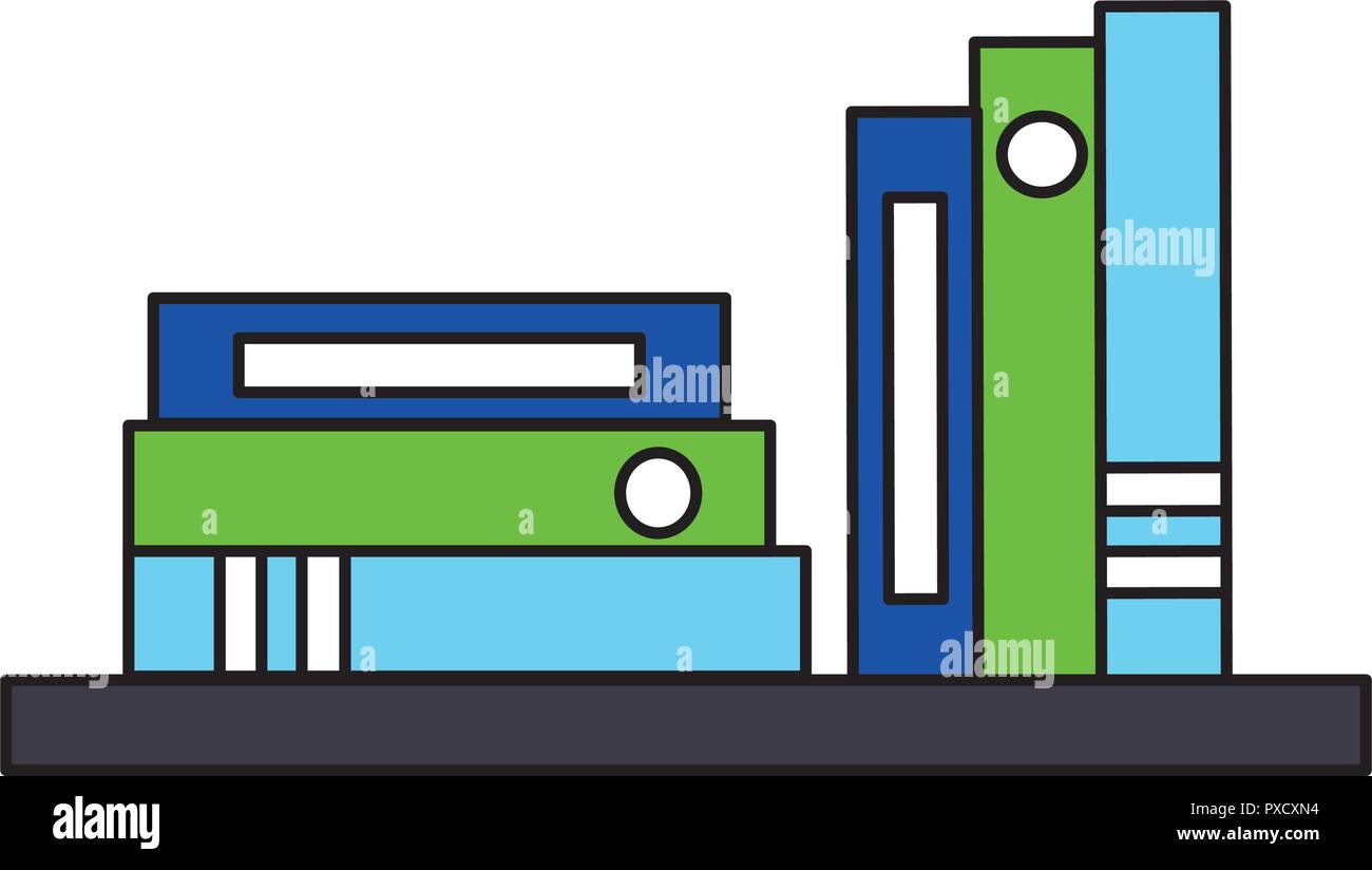 bookshelf books and binders office vector illustration Stock Vector ...