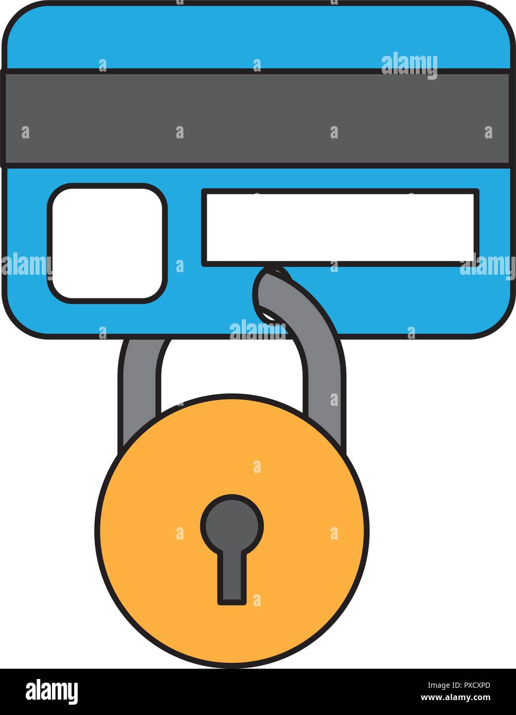 bank card money padlock cyber security digital vector illustration ...