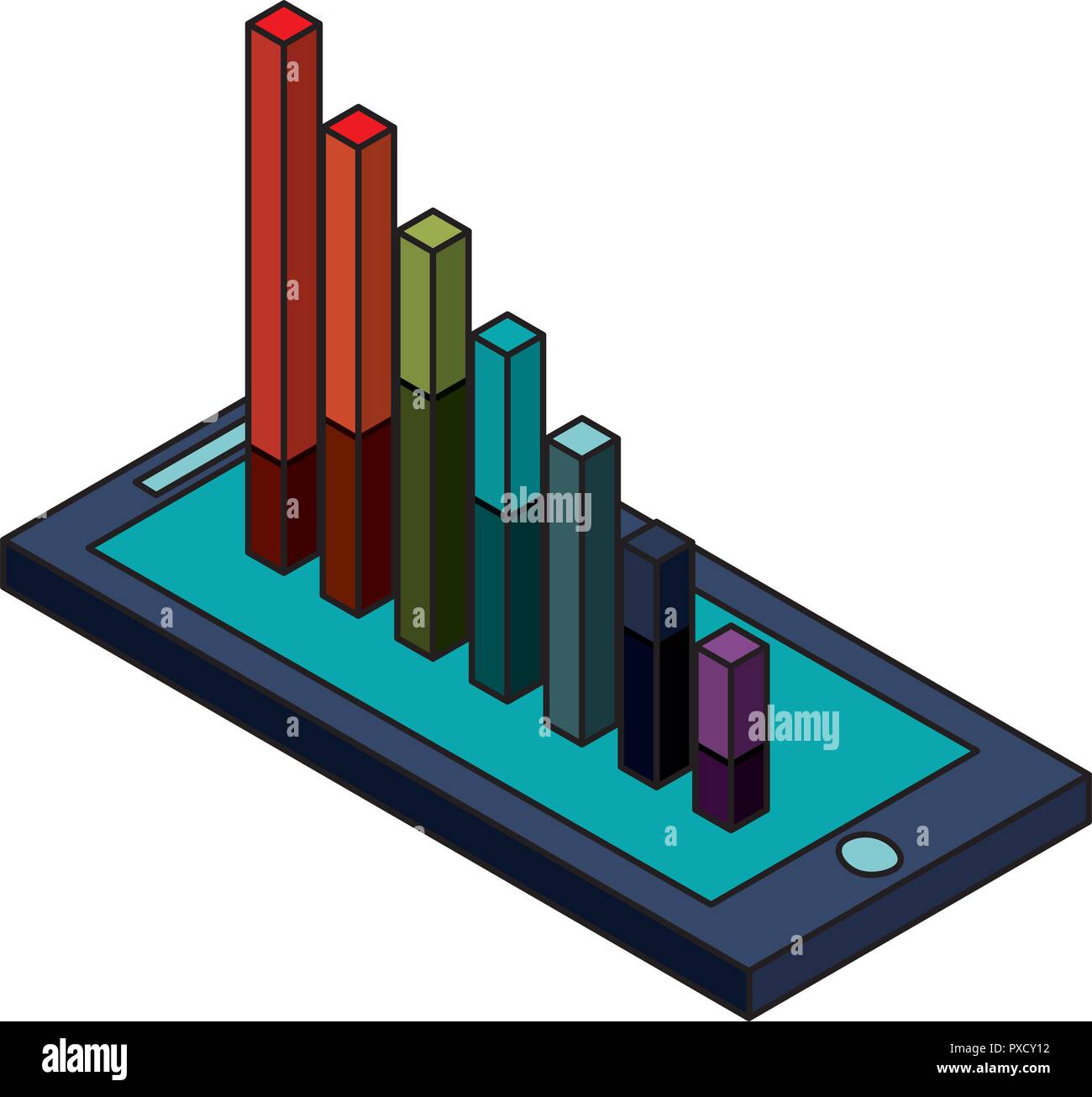 mobile statistics chart money financial business vector illustration ...