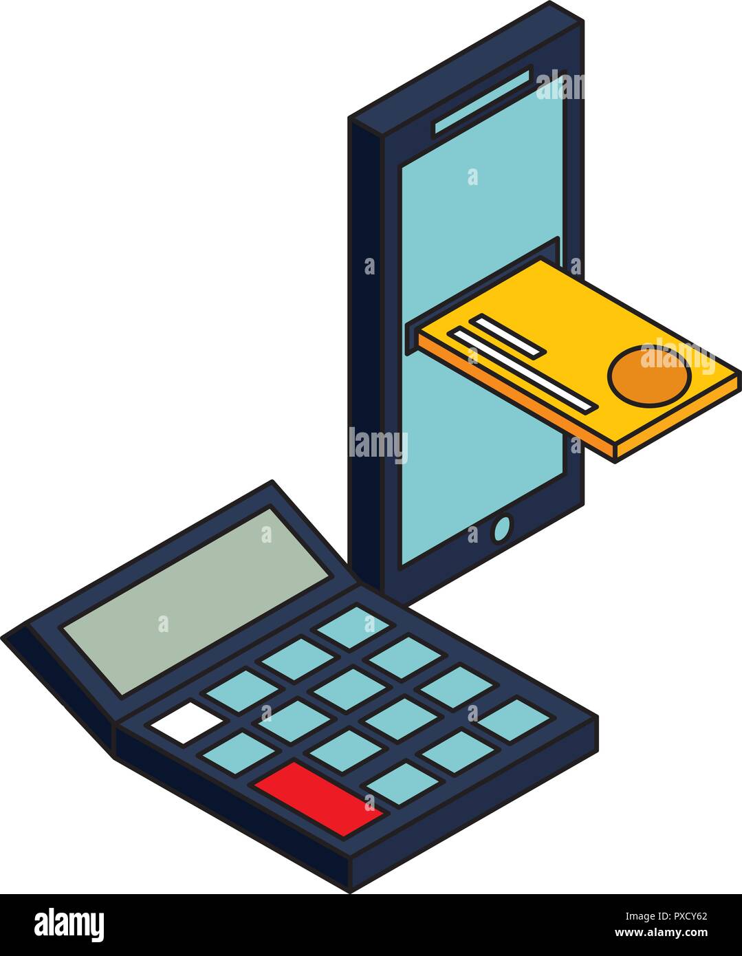 mobile bank card calculator money financial business vector ...