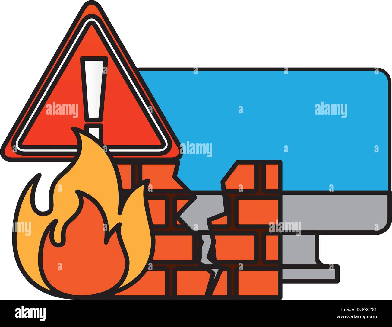 computer firewall warning virus cyber security digital vector ...