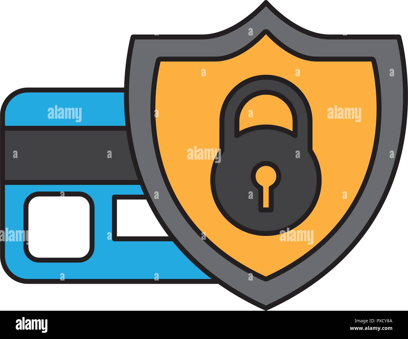 shield protection bank card cyber security digital vector illustration ...