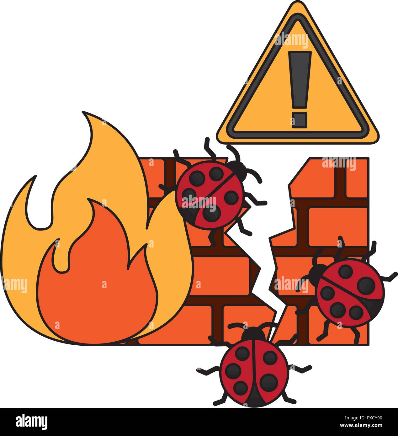 firewall virus warning cyber security digital vector illustration Stock ...
