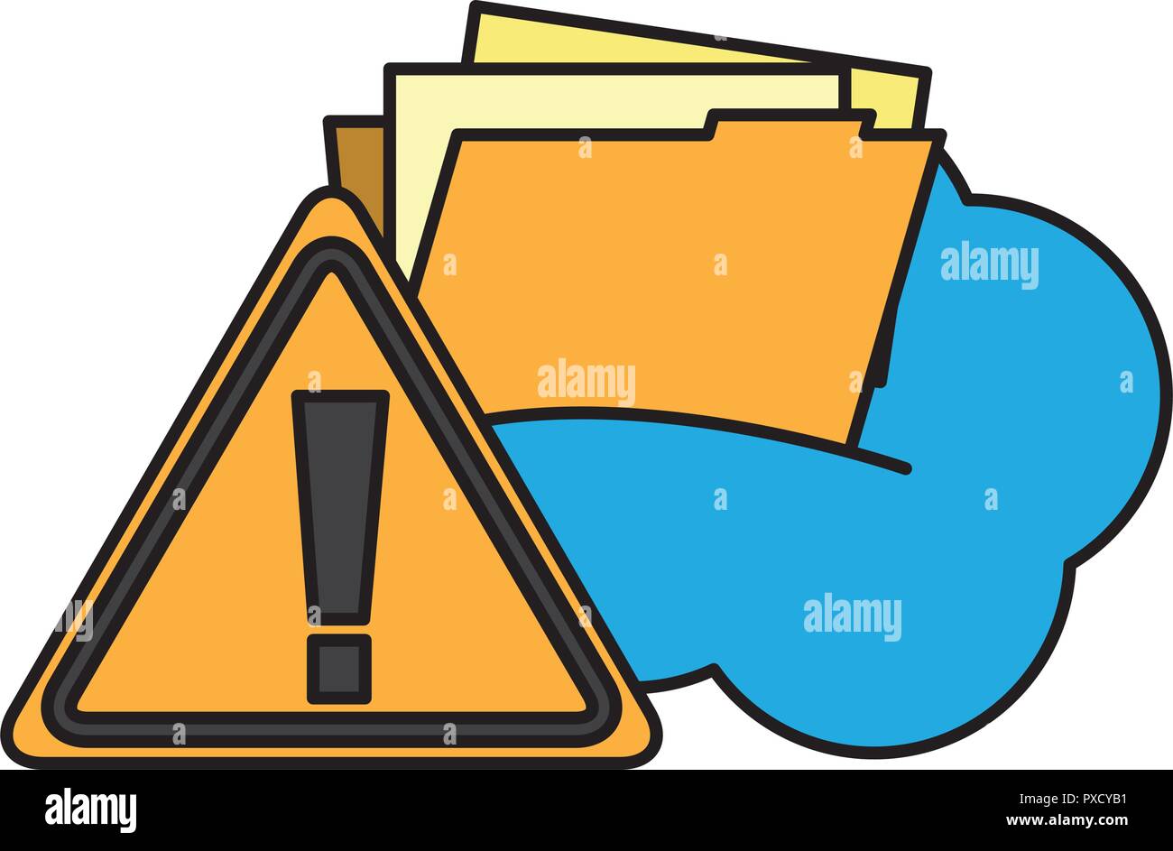 cloud computing folder warning cyber security digital vector ...