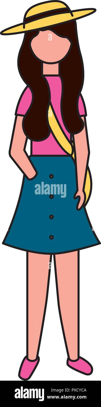 young woman standing character on white background vector illustration ...