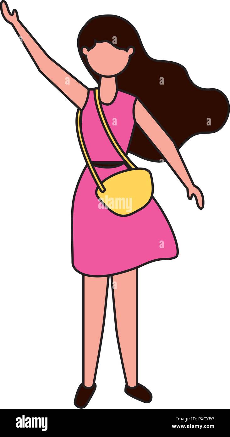 young woman standing character on white background vector illustration ...