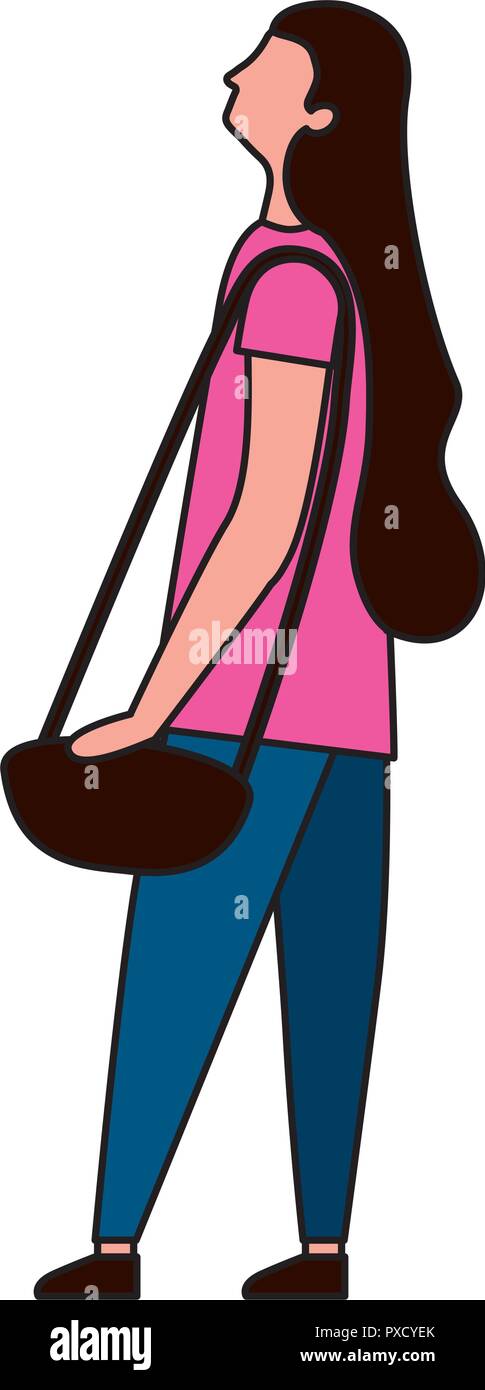 young woman standing character on white background vector illustration ...