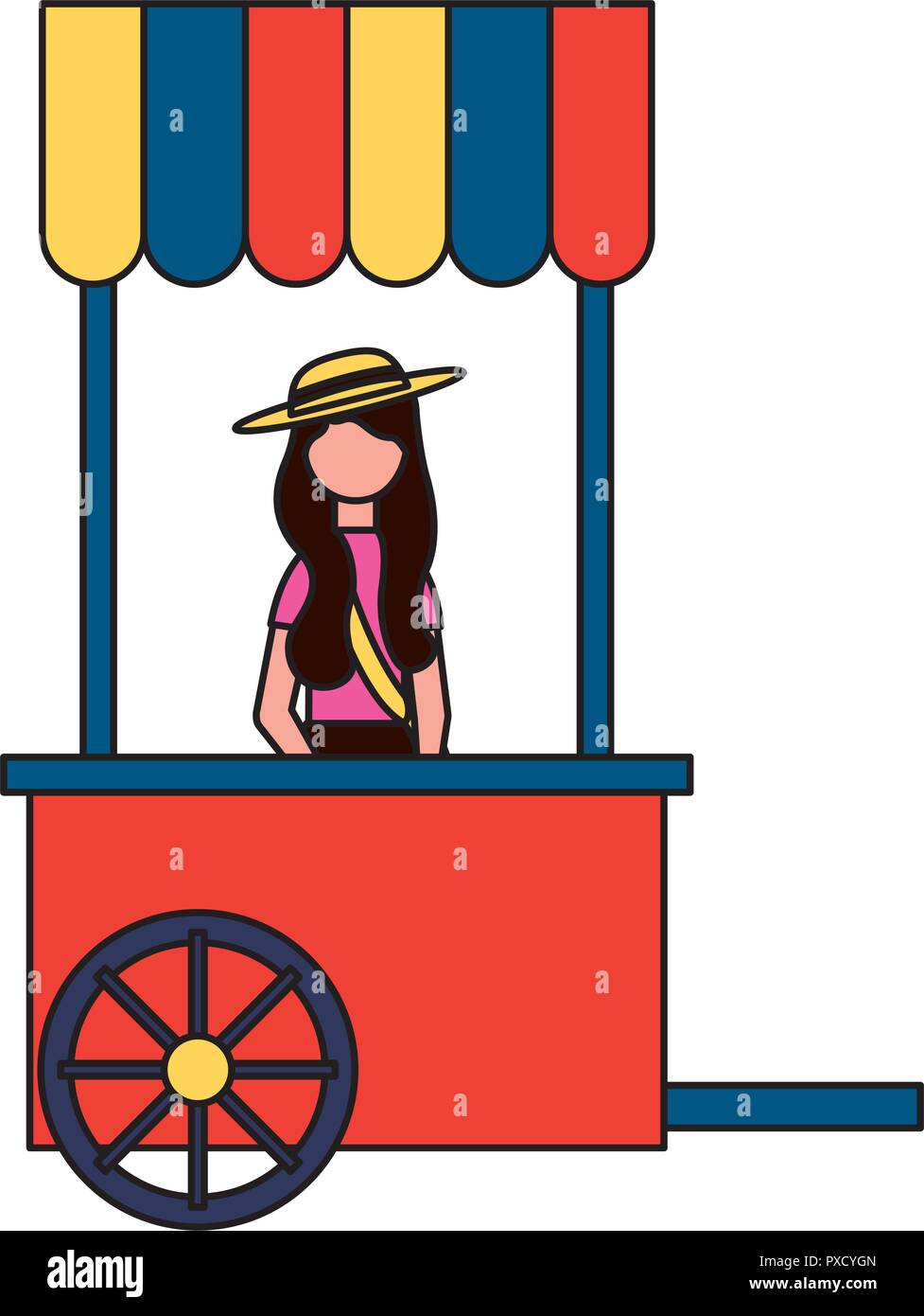 woman with food booth park vector illustration Stock Vector Image & Art ...