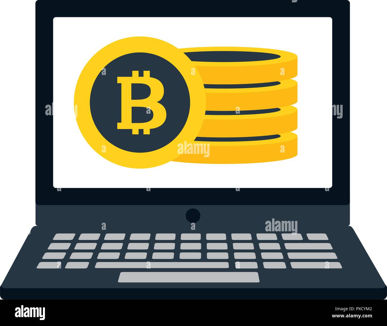 fintech bussines computer technology bit coins vector illustration ...